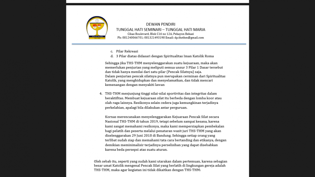 SIKAP THS-THM PERIHAL KEJUARAN SILAT ANTAR PAROKI SE-KAJ | Keuskupan ...