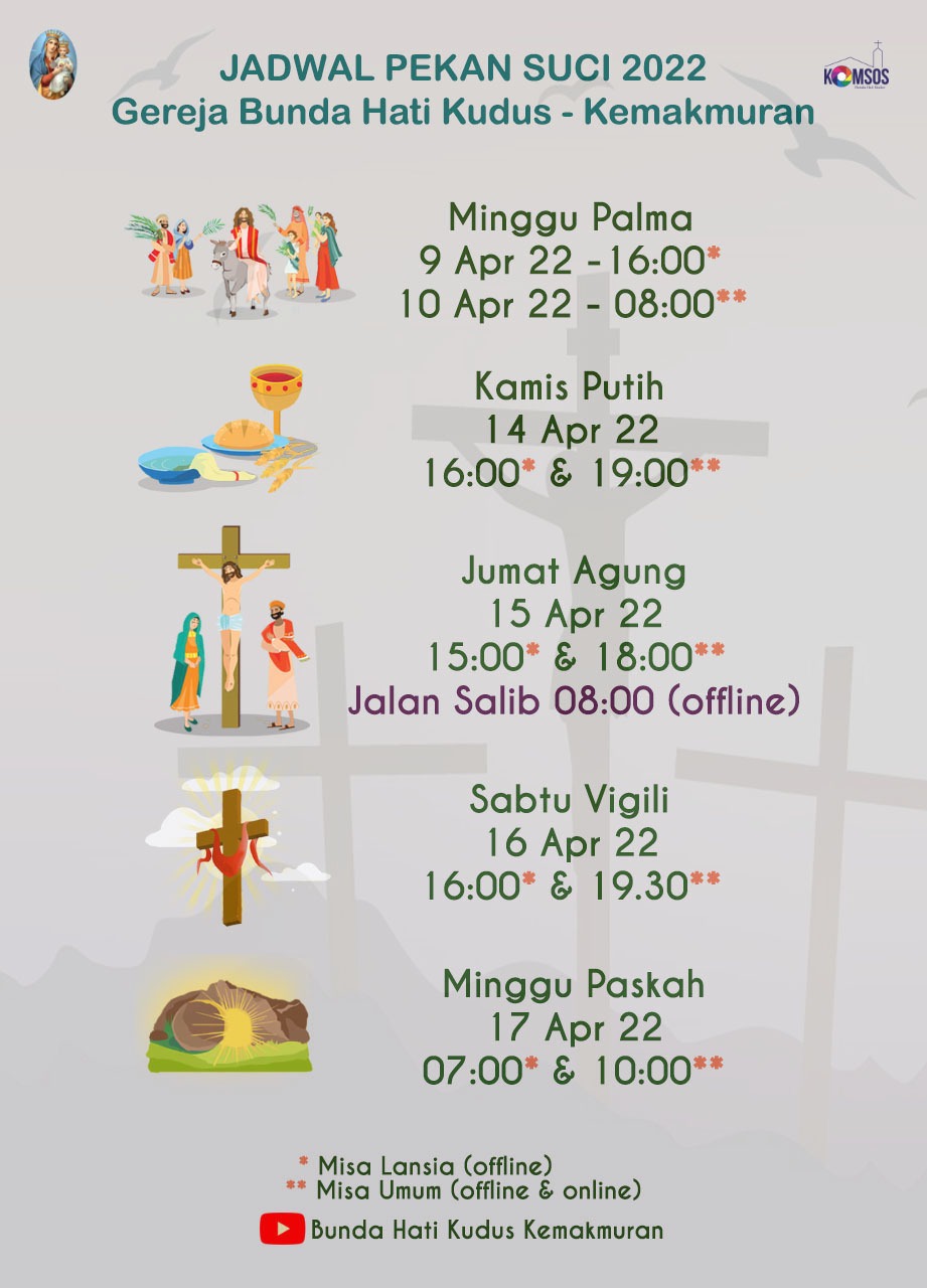 Jadwal Lengkap Pengakuan Dosa, Ibadat Tobat dan Ibadat Pekan Suci Paskah 2022 Seluruh Paroki KAJ ...