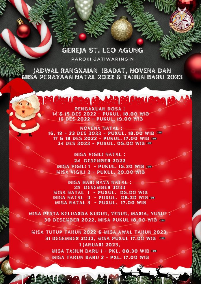 Jadwal Pengakuan Dosa Dan Misa Natal 2022 Tahun Baru 2023 Paroki Di Kaj Keuskupan Agung Jakarta