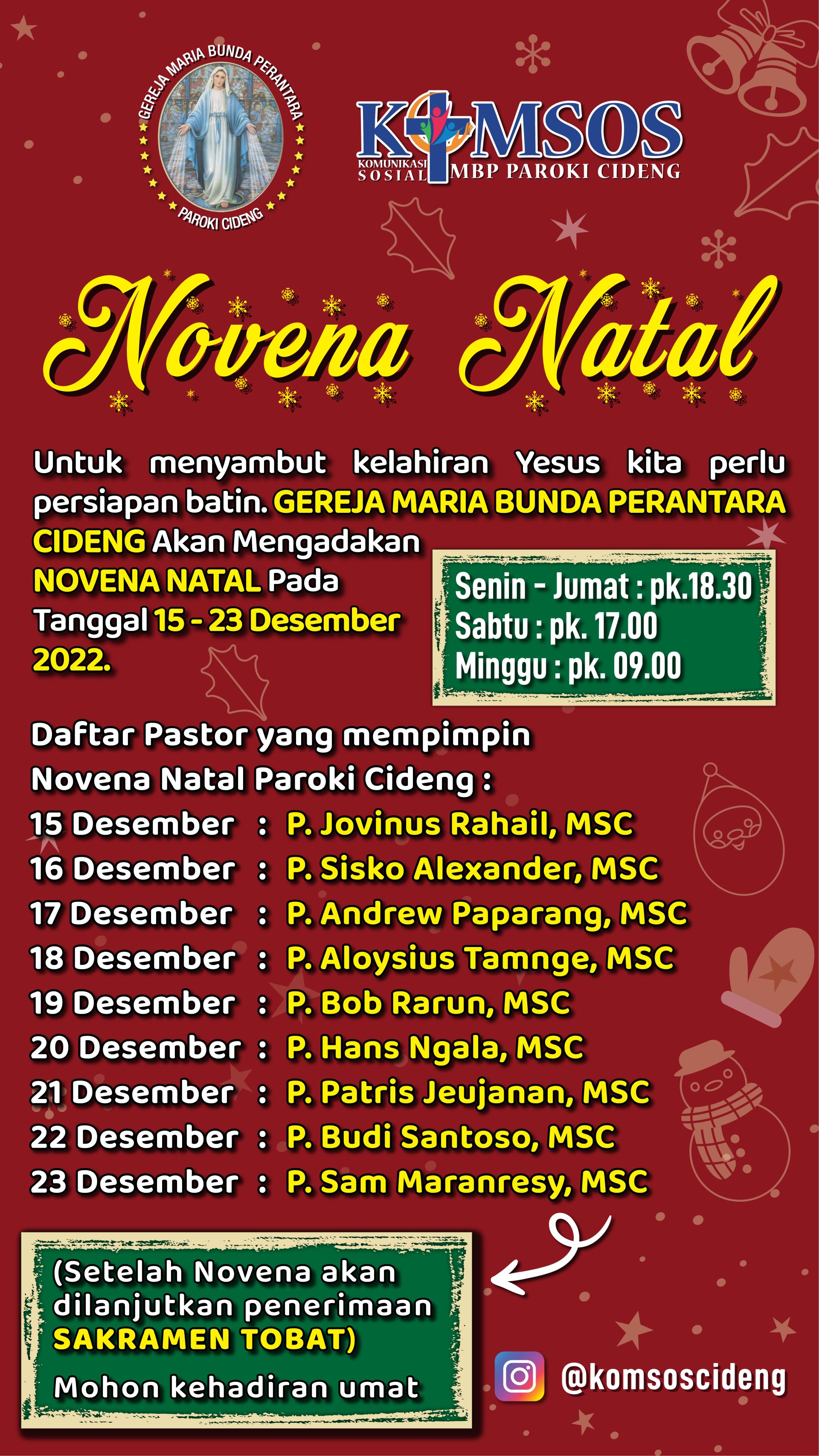 Jadwal Pengakuan Dosa Dan Misa Natal 2022 Tahun Baru 2023 Paroki Di Kaj Keuskupan Agung Jakarta