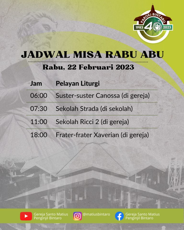 Jadwal Ibadah Rabu Abu, 22 Februari 2023 di Semua Paroki KAJ ...