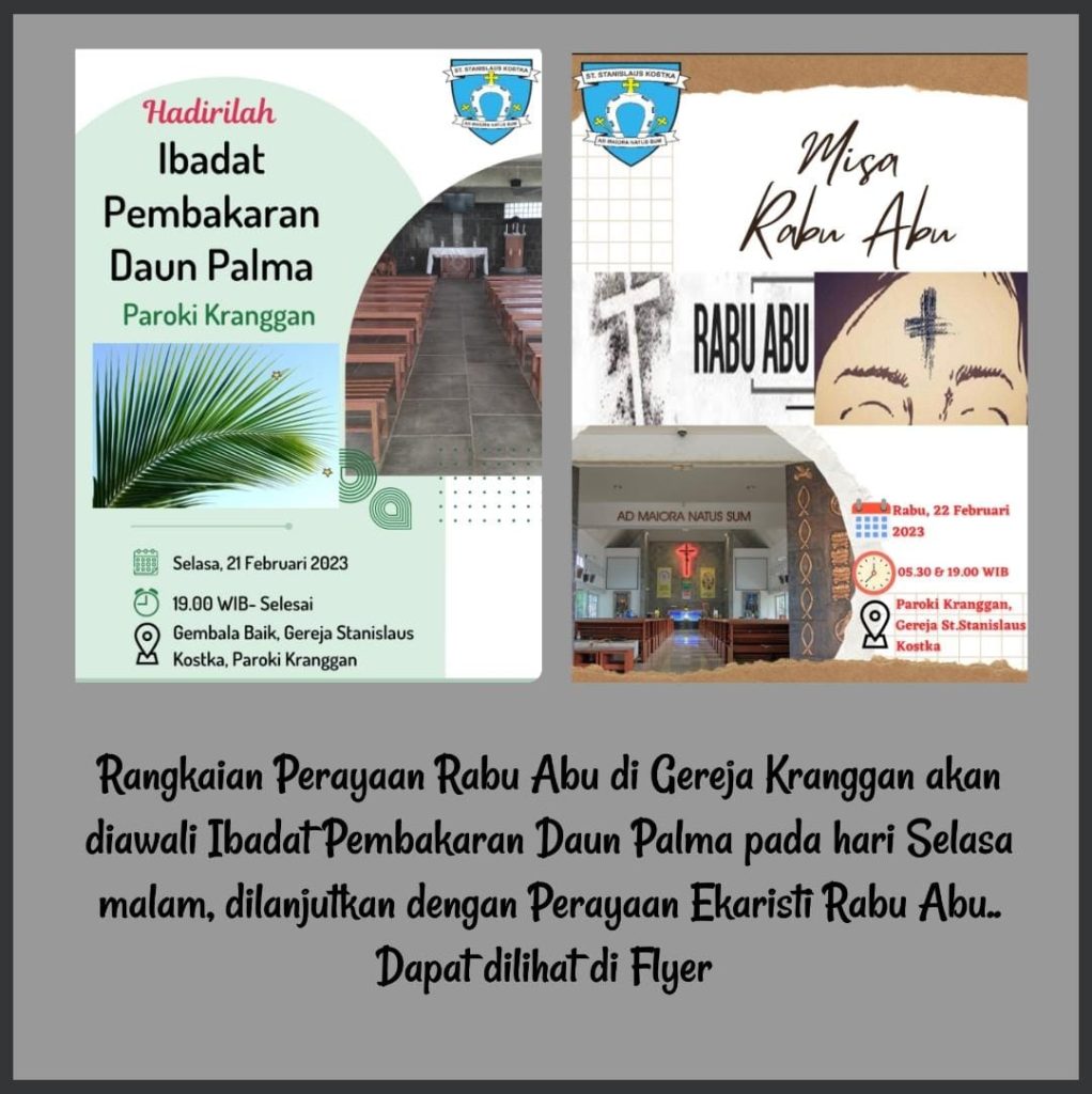 Jadwal Ibadah Rabu Abu, 22 Februari 2023 di Semua Paroki KAJ ...