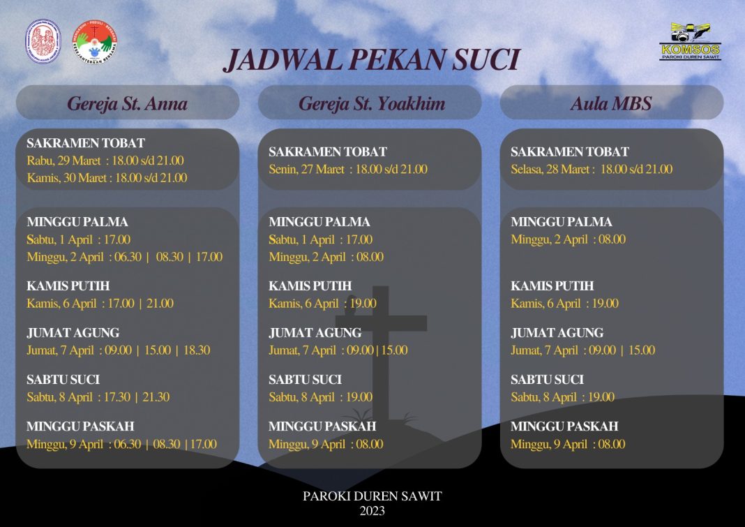 JADWAL PEKAN SUCI – TRI HARI SUCI 2023 SELURUH PAROKI DI KEUSKUPAN AGUNG JAKARTA | Keuskupan ...