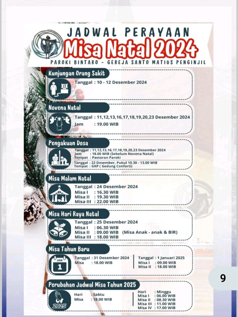 Jadwal Misa Natal 2024 dan Misa Tahun Baru 2025 di Semua Paroki KAJ Desember 2024 | Keuskupan ...
