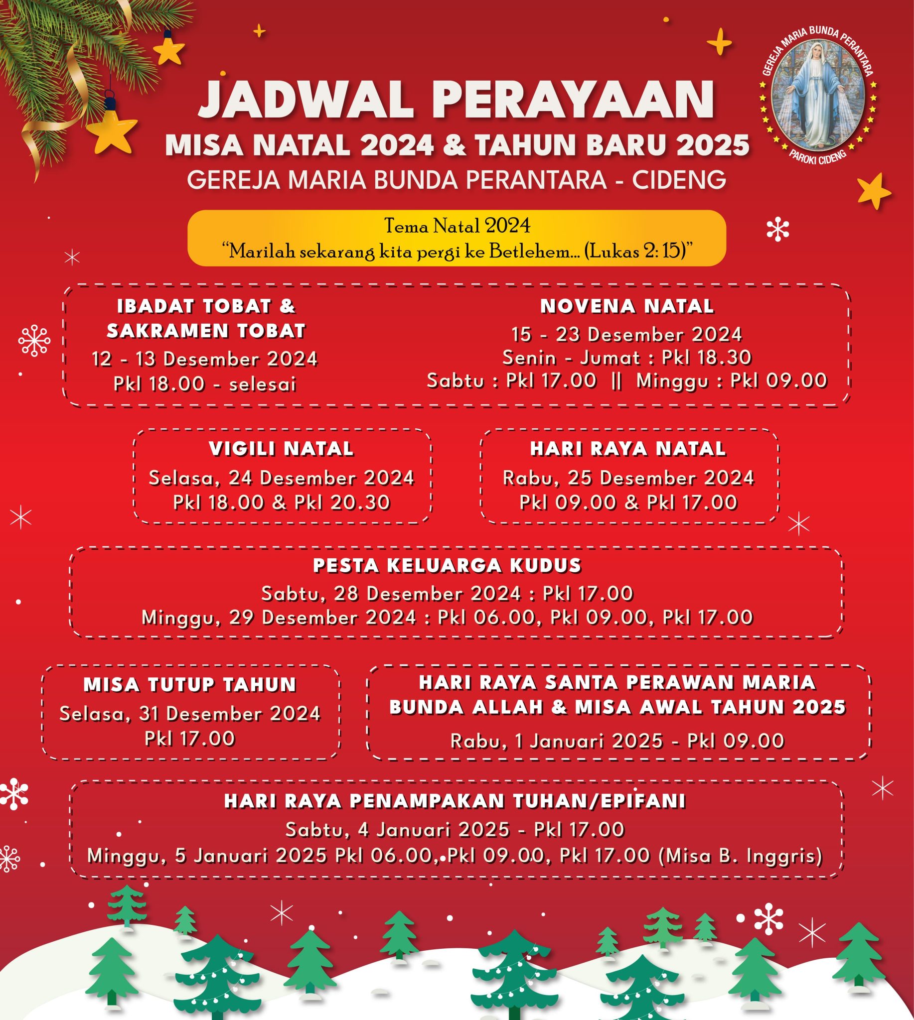 Jadwal Misa Natal 2024 dan Misa Tahun Baru 2025 di Semua Paroki KAJ Desember 2024 | Keuskupan ...