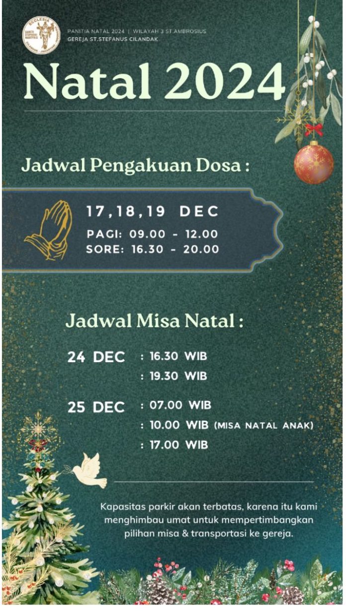 Jadwal Misa Natal 2024 dan Misa Tahun Baru 2025 di Semua Paroki KAJ Desember 2024 | Keuskupan ...