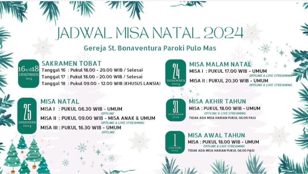 JADWAL LENGKAP PENGAKUAN DOSA DAN SAKRAMEN TOBAT DESEMBER 2024 DI ...