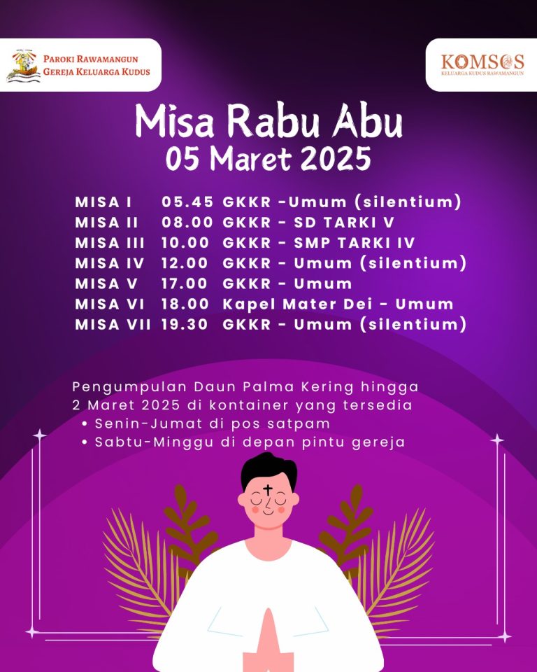 JADWAL IBADAH RABU ABU 2025 DI SEMUA PAROKI KEUSKUPAN AGUNG JAKARTA | Keuskupan Agung Jakarta