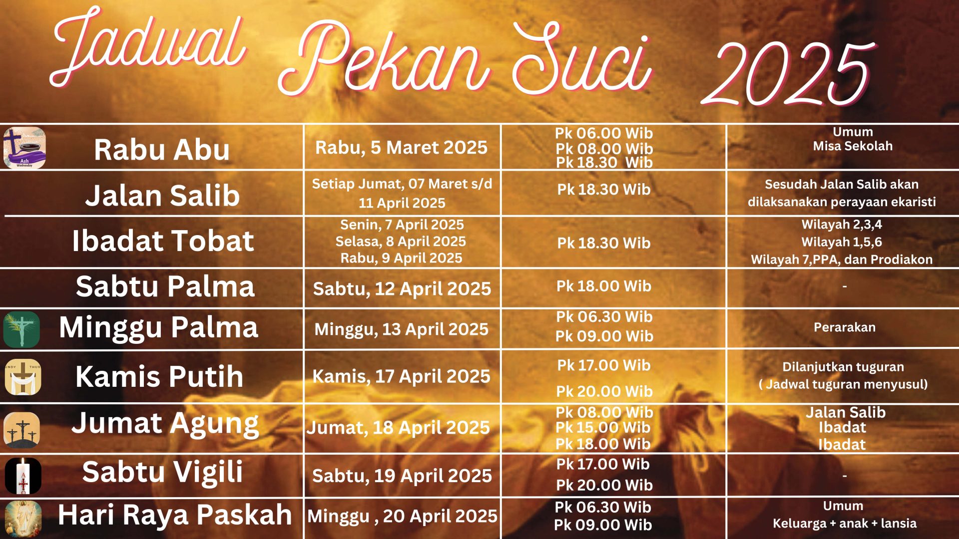 JADWAL IBADAH RABU ABU 2025 DI SEMUA PAROKI KEUSKUPAN AGUNG JAKARTA ...
