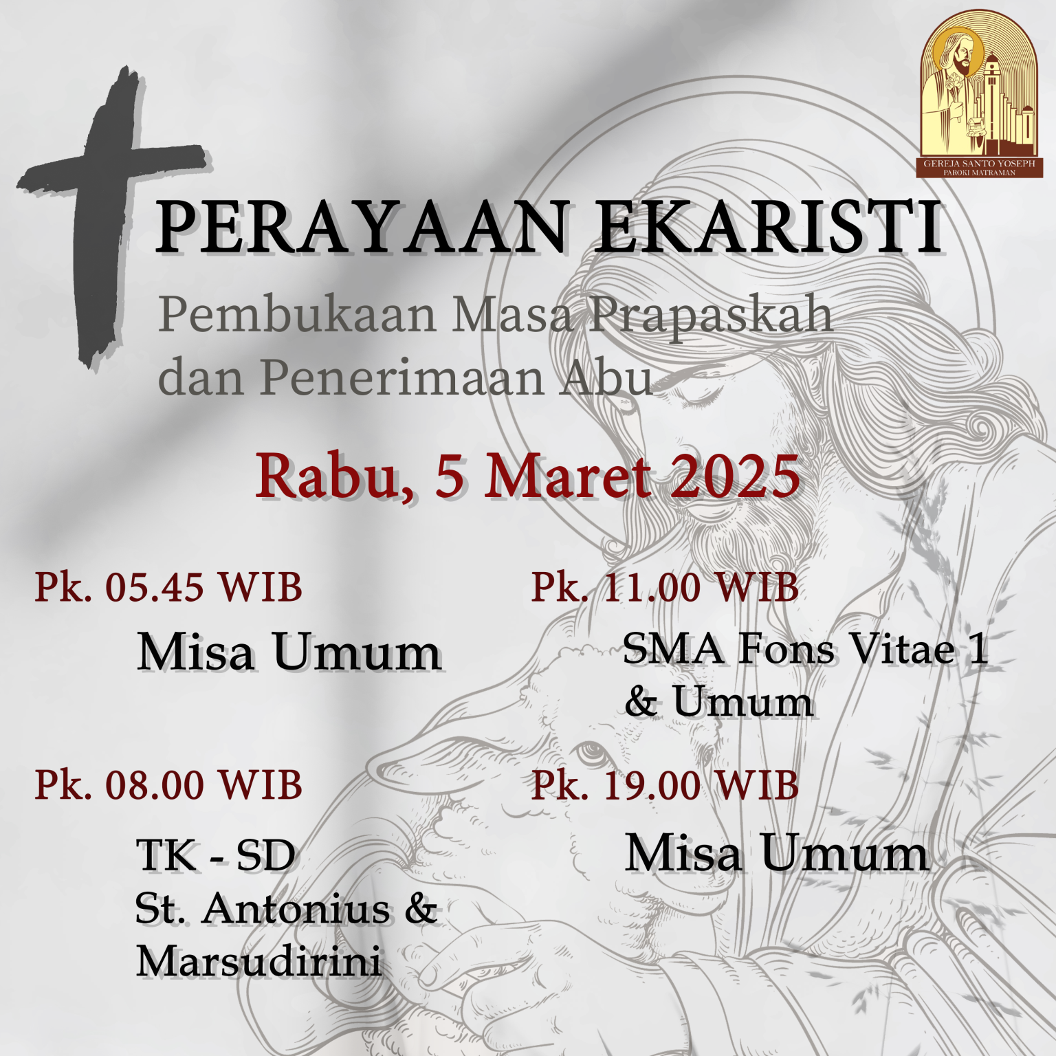 JADWAL IBADAH RABU ABU 2025 DI SEMUA PAROKI KEUSKUPAN AGUNG JAKARTA | Keuskupan Agung Jakarta