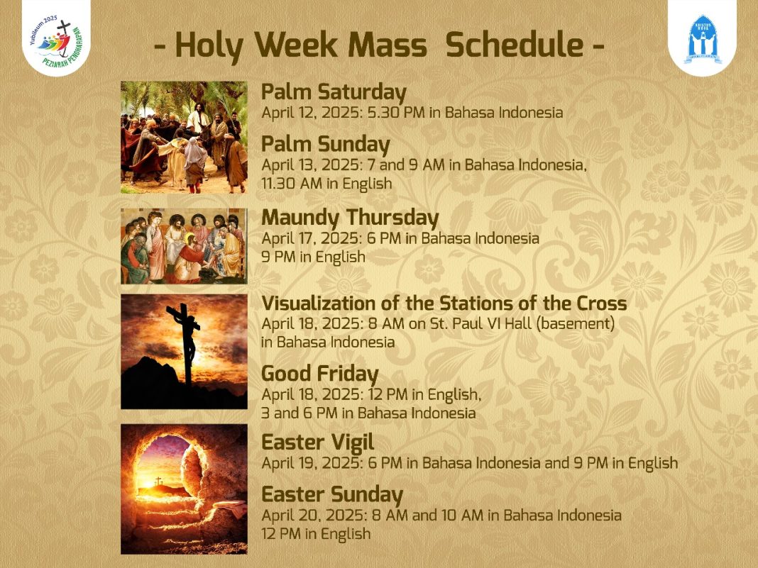 Jadwal Pekan Suci Paskah 2025 Seluruh Paroki-Paroki KAJ: Minggu Palma, Kamis Putih, Jumat Agung ...