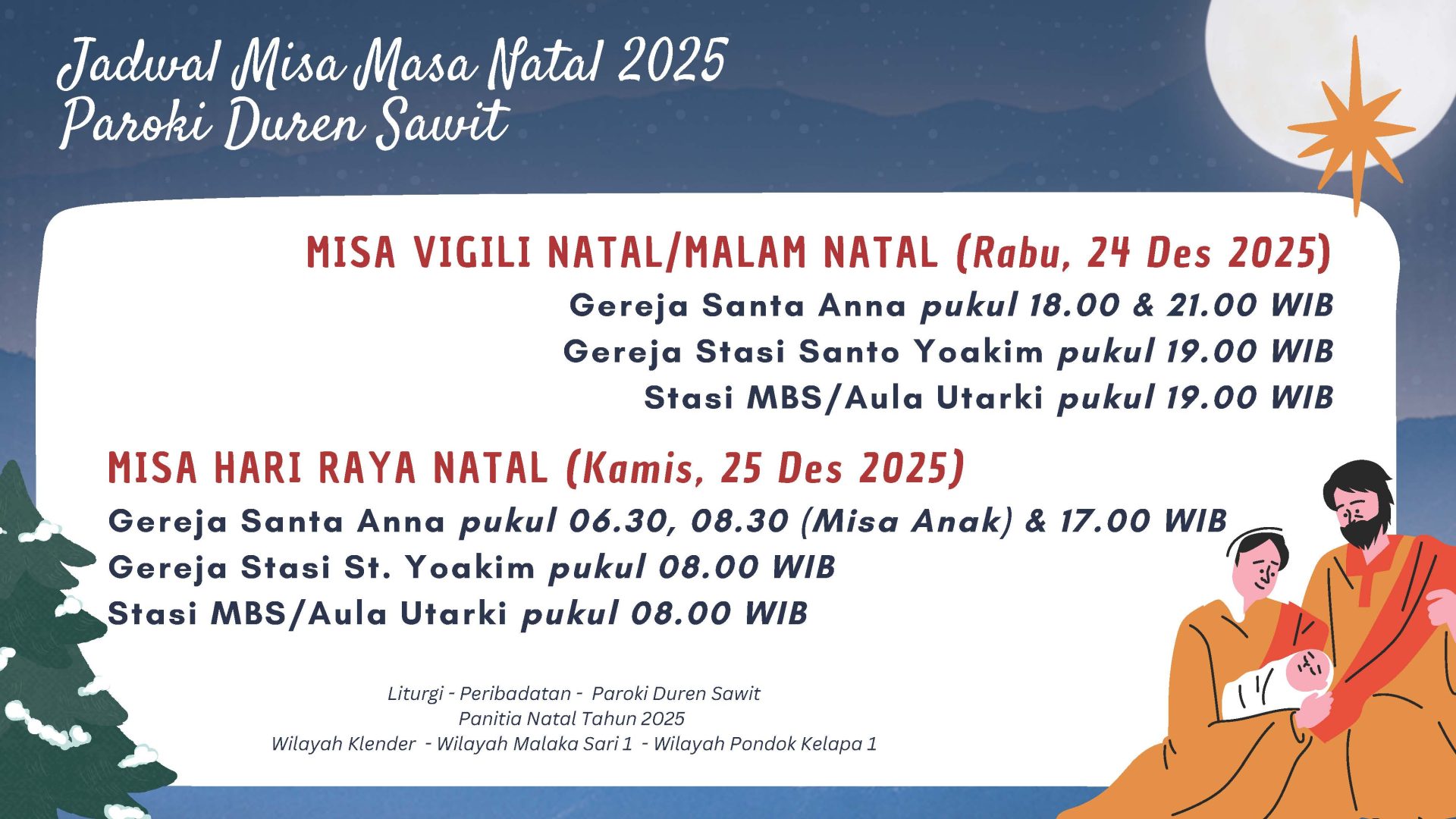 JADWAL LENGKAP MISA NATAL 2025 DAN MISA TAHUN BARU 2026 PAROKI-PAROKI ...